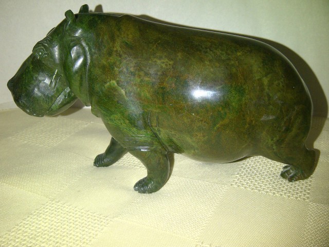 Crystal Wizard Hippo Verdite Statue 3307, Verdite, 3307